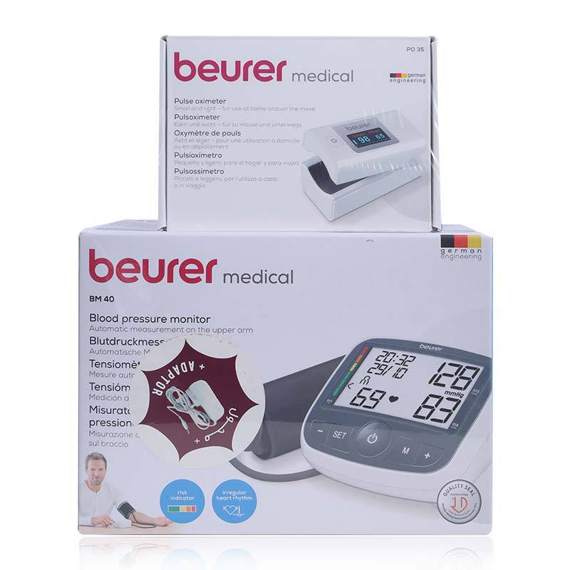 BEURER BM40 BP Monitor with Adaptor & PO35 Pulse Oximeter