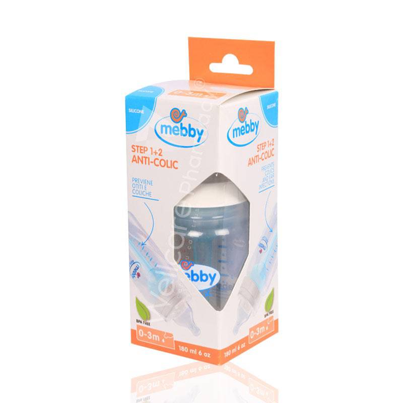 Mebby Anti Colic Plastic Feeding Bottle 180Ml 0 To 3Months