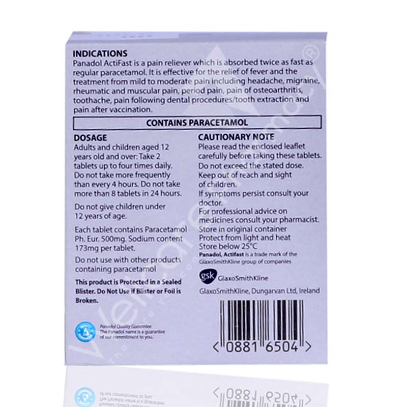 Panadol Actifast Tablets 20'S – Wellcare Pharmacy