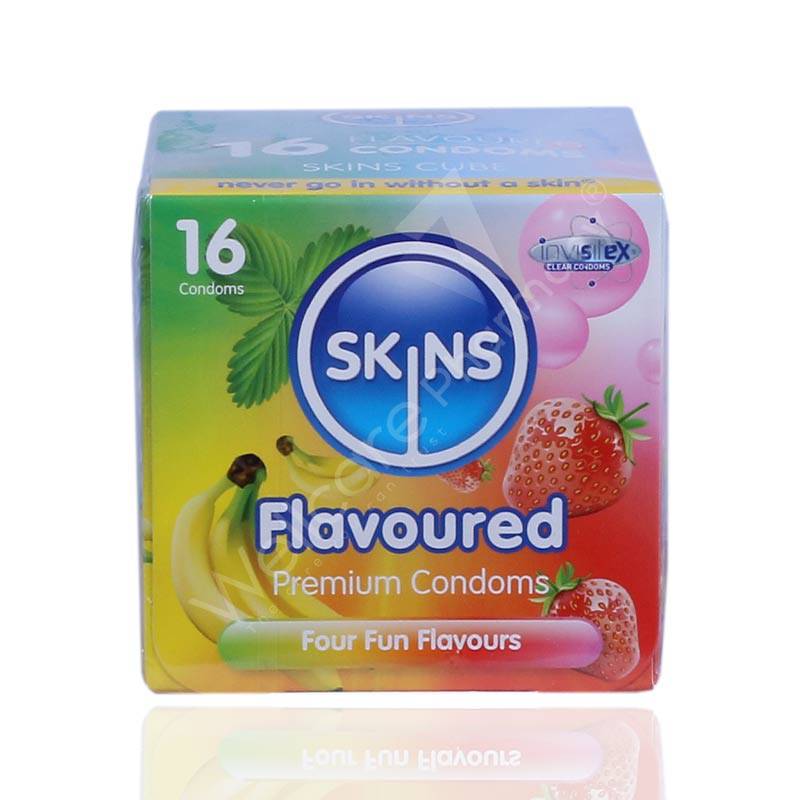 Skins Cube Flavoured Lubricated Condoms 16'S – Wellcare Pharmacy